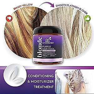 Artnaturals Purple Hair Mask for Blonde, Silver & Platinum Hair - Removes Yellow Brassy Color, Repairs Dry & Bleached Hair - Deep Conditioning Treatment Hair Moisturizer - Sulfate Free (8 Oz/226g)