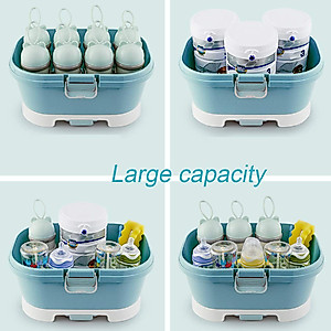 Baby Bottle Drying Rack Storage, Large Nursing Bottle Storage Box Organizer with Cover, Portable Kitchen Cabinet Organizer, Durable countertop Dryer