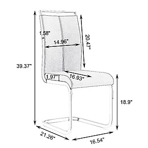 nikxun Modern Dining Chairs Set of 4 pcs Armless Side Chairs with Sturdy Metal Legs，PU Leather Padded Seat High Back for Living Kitchen Dining Room Office Waiting Room,Leisure,Wedding (Black+PU)