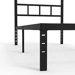 Maenizi Twin Bed Frames with Headboard, 14 Inch Twin Bed Frames No Box Spring Needed Support Up to 2500 lbs, Noise Free, Easy Assembely, Black