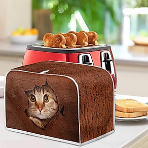 Coldinair 3D Cat Design 4 Slice Toaster Cover Small Kitchen Appliance Bread Maker Dust Cover and Fingerprint Protection