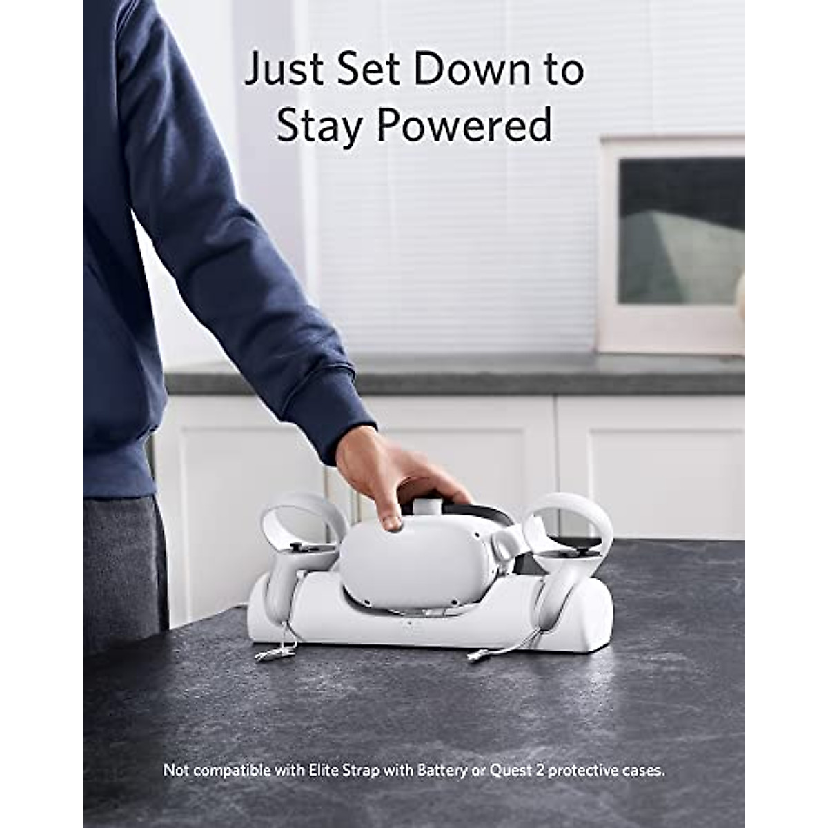 Anker Charging Dock for Oculus Quest 2, Oculus Certified Charging Station Stand Set, Headset Display Holder and Controller Mount Station with 2 Rechargeable Batteries, USB-C Charger and Cable