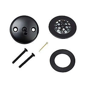 Artiwell Trip Lever Tub Trim Kit Set With Trip Lever Overflow Face Plate, Trip Lever Bathtub Drain with Strainer, Overflow and Matching Screws (MATT BLACK)