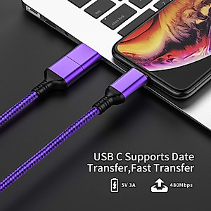 xiongweida (4ft+6ft 2pack) 2in1 USB to USB c to USB c Cable (Purple)