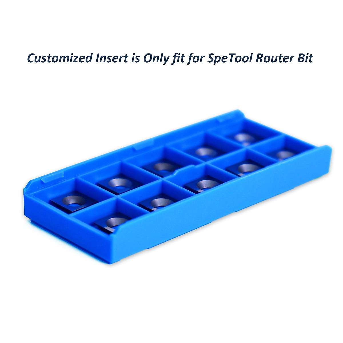 SpeTool 10pcs Square Carbide Inserts Replacement for Slab Flattening Router Bit (12mmx12mm, 2.2mm Thick), 35 Degree Cutting Angle, Straight -Hole