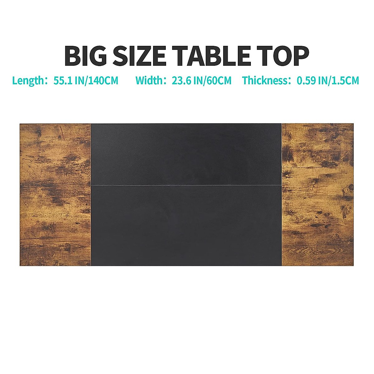 UNICOO - Crank Adjustable Height Standing Desk, Game Table, Home Office Table, Computer Table 55 * 23.6 in Tabletop (XJH-C-55 Rustic Brown+Black)