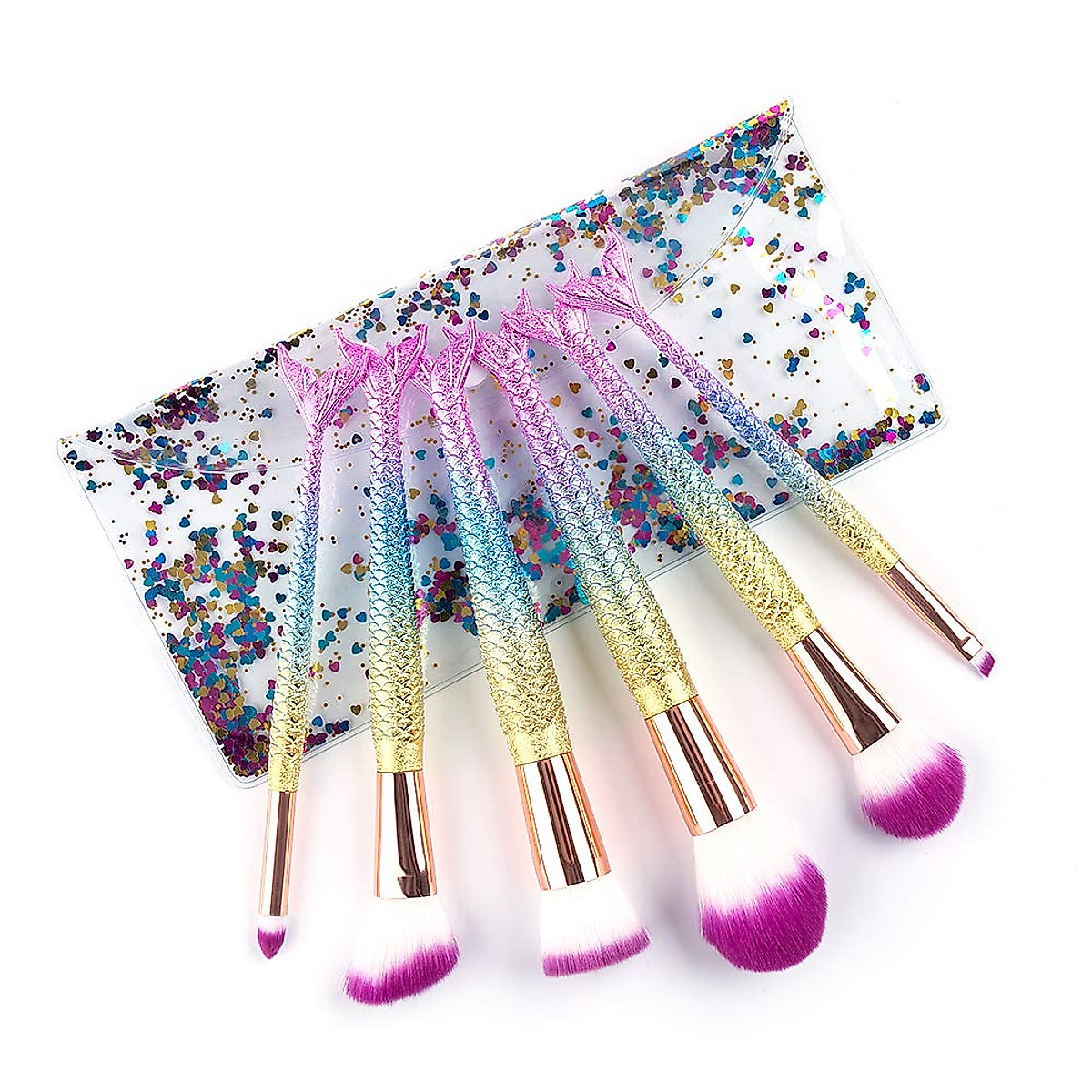 6 Pieces Mermaid Makeup Brush Set Lovely Makeup Brush Kit for Girls Portable Beauty Cosmetic Tools Women Cosmetic Concealer Brush