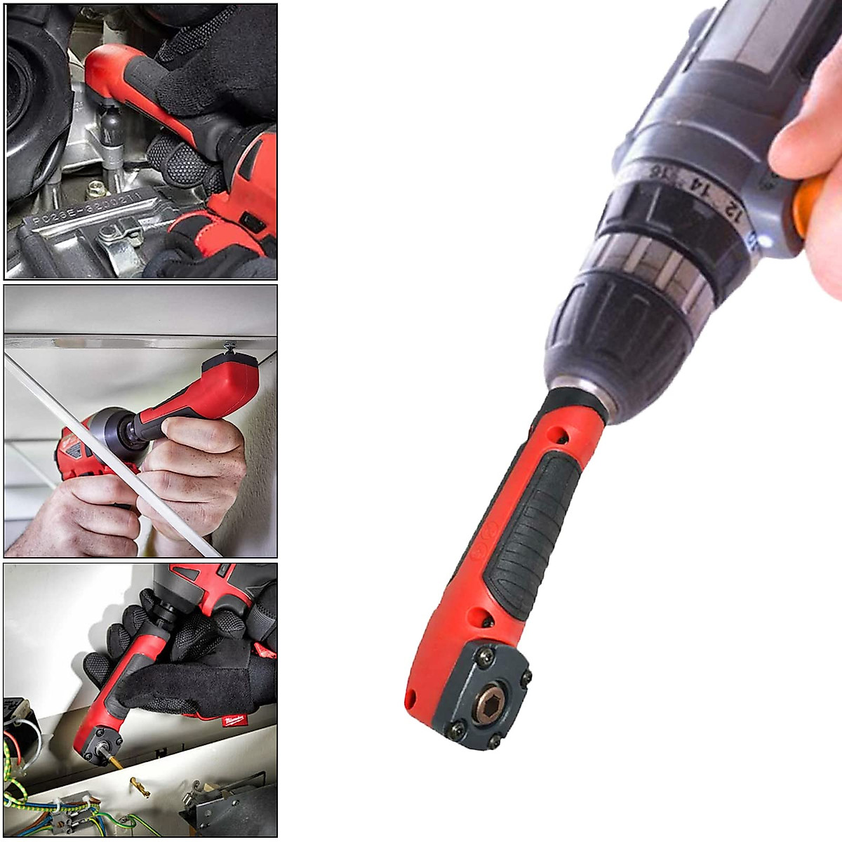 SeonFook Right Angle Drill Attachment 90 Degree Corner Device Drill Adapter Impact Driver Socket Screwdriver Extension Drill Bit Holder for Drilling or Driving in Tight Spaces