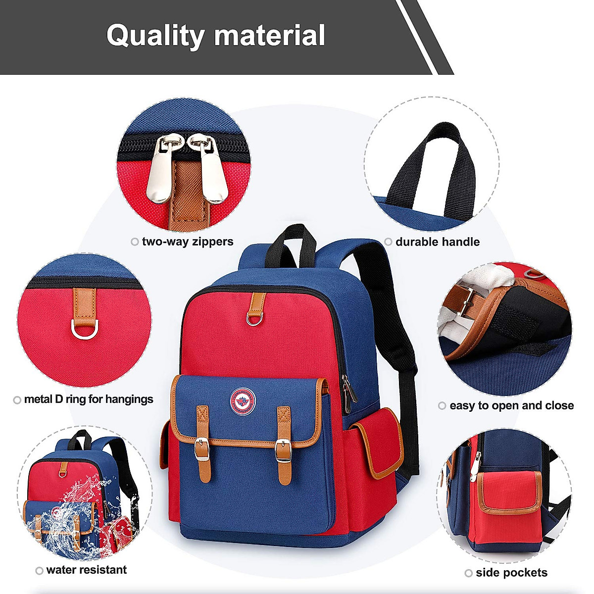 weiatas Kids Backpack Children Bookbag Preschool Kindergarten Elementary School Bag for Girls Boys (Red-blue, Small)