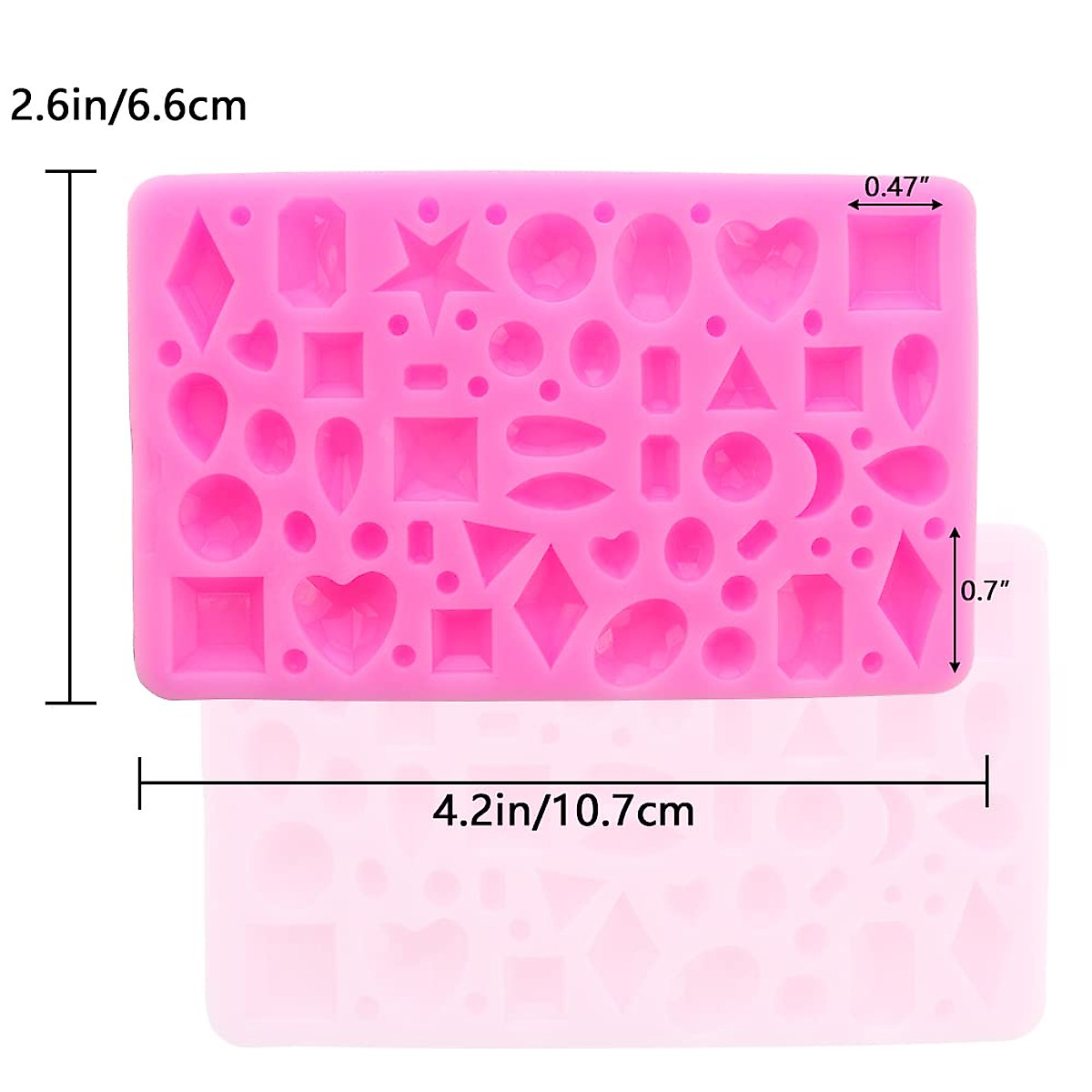 2 Pieces Silicone Gummy Candy Molds Gems Shape Christmas Molds Heart Shape Christmas chocolate Molds Star Shape Fondant Molds Resin Silicone Molds for Cake Chocolate Jelly Ice Cookies
