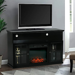 Sophia & Willia Home Electric Fireplace Heater Cabinet with 18" Insert Fireplace 1400W/4780 BTU, Living Room Media Entertainment Center TV Stand to 55" TV, Black