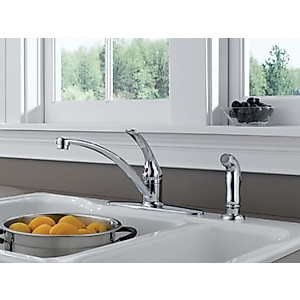 Delta Faucet Foundations Kitchen Faucet with Side Sprayer, Chrome Kitchen Sink Faucet, Single Handle Kitchen Faucet, Chrome B4410LF