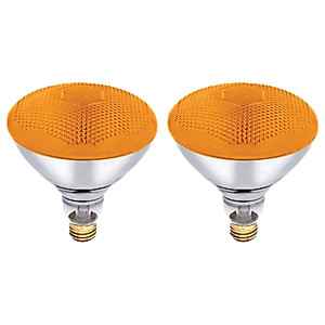 Dysmio Lighting 100 Watt 120 Volt Flood BR38 E26 Incandescent Light Bulb Amber 2 Pack