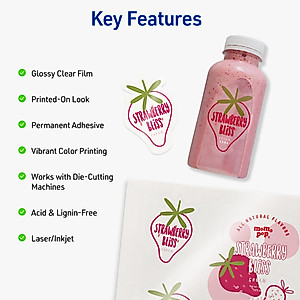 Avery Printable Sticker Paper, Glossy Clear, 8.5" x 11", Laser & Inkjet Printers, 7 Sheets (4397)