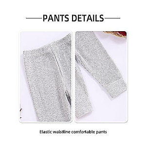 Okgirl Toddler Girl Clothes Cute Crewneck Long Sleeve Green Tops Grey Pants with Headband 3Pcs Outfits Fall Baby Girl Clothes 12-18M