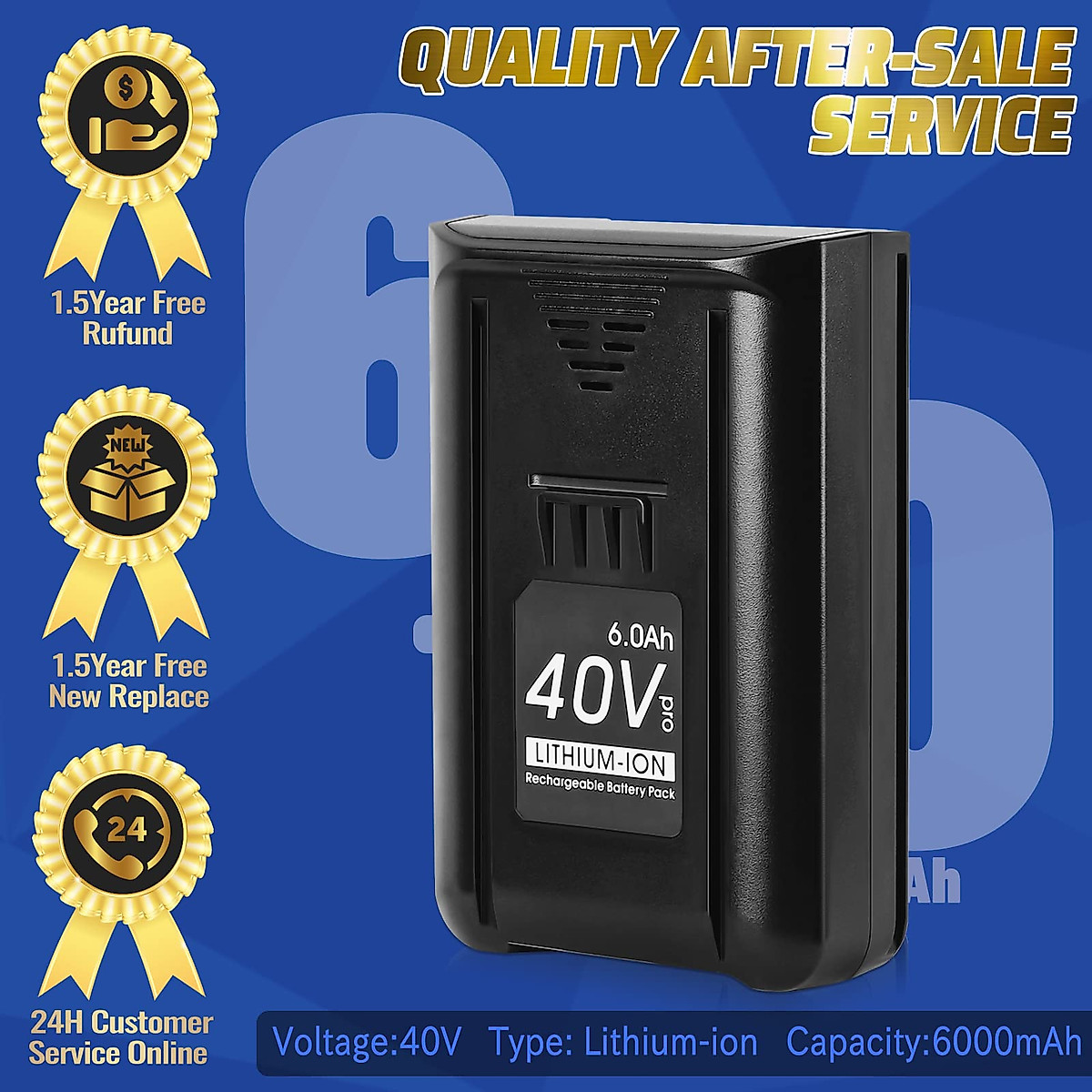 【Upgrade】 6.0Ah 40Volt Replacement Battery for Kobalt 40V MAX Battery 2540C-06 Lithium-ion Battery for KB440-03 KB2540C-06 KB640-03 KB240-06 for Cordless Power Tools -High Capacity