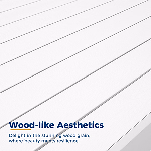 Wisteria Lane Aluminum Outdoor Furniture Patio Coffee Table, All-Weather Outdoor Metal Coffee Table, Modern Rectangle Coffee Table for Balcony, Garden, White