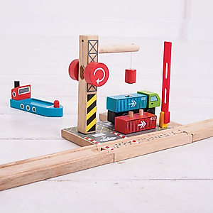 Bigjigs Rail, Shipping Container Yard, Wooden Toys, Wooden Crane, Wooden Train Track Accessories, Bigjigs Train Accessories, Train Toy, Kids Train Set
