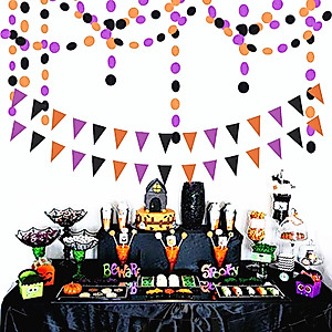 Black-Orange Purple Halloween Party-Decorations Streamers-Garland - 52ft Birthday Baby Shower Decorations Paper Banner, Graduation 2024 Glitter Hanging Decoration Bunting Supplies Lasting Surprise