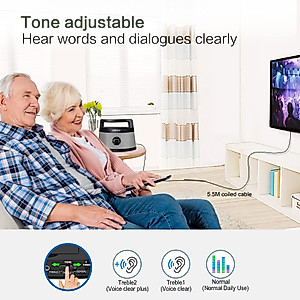 SIMOLIO Wired Speakers for TV with Tone Control, TV Wired-Speakers with 5.5M Long Cord for Digital & Analog Audio, Personal TV Soundbar with Sleep Timer, Ideal for Hard of Hearing and Seniors SM-961
