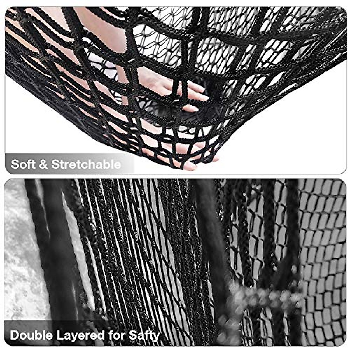 Jalunth Kids Playground Play Safety Net - Climbing Cargo Net Treehouse Accessories Outdoor Equipment Set Double Layers Heavy Duty Backyard Net Bridge for Tree House Tree Fort Back Yard (14.5' x 9.8')