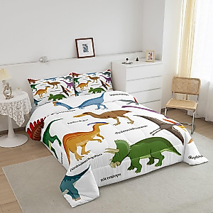 Erosebridal Dino Comforter Set for Kids Boys Girls,Dinosaur Bedding Set Twin,Set of Ancient Dinosaur Bedding Comforter Sets,Jungle Animal Duvet Insert with 1 Pillowcase