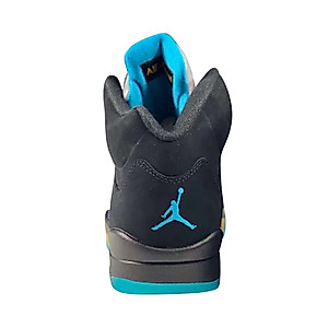 Nike Men's Air Jordan 5 Retro Sneaker, Black/Aquatone-taxi, 9