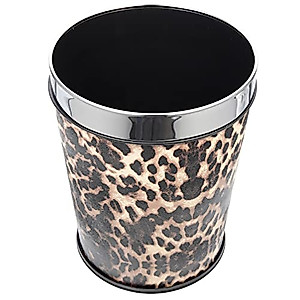 GLEAVI Stainless Steel Ring Trash Can Leopard Print Kitchen Waste Bin Container Garbage Can Waste Bucket Basket for Bathroom