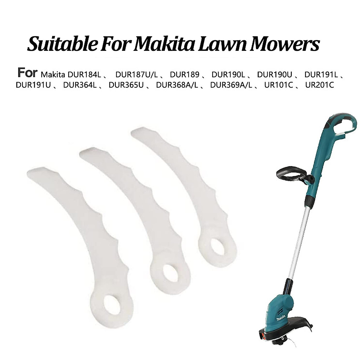 10Pcs Lawn Trimmer Plastic Blades for Knives 198426-9 198383-1 DUR368AZ DUR369AZ DUR368LZ Cutter Head 255mm Cordless Grass Strimmer Replacement Parts