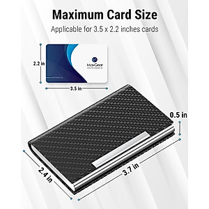 MaxGear Business Card Holder, PU Leather Business Card Case for Men & Women, Professional Business Card Holder Organizer with RFID Blocking, Black Carbon