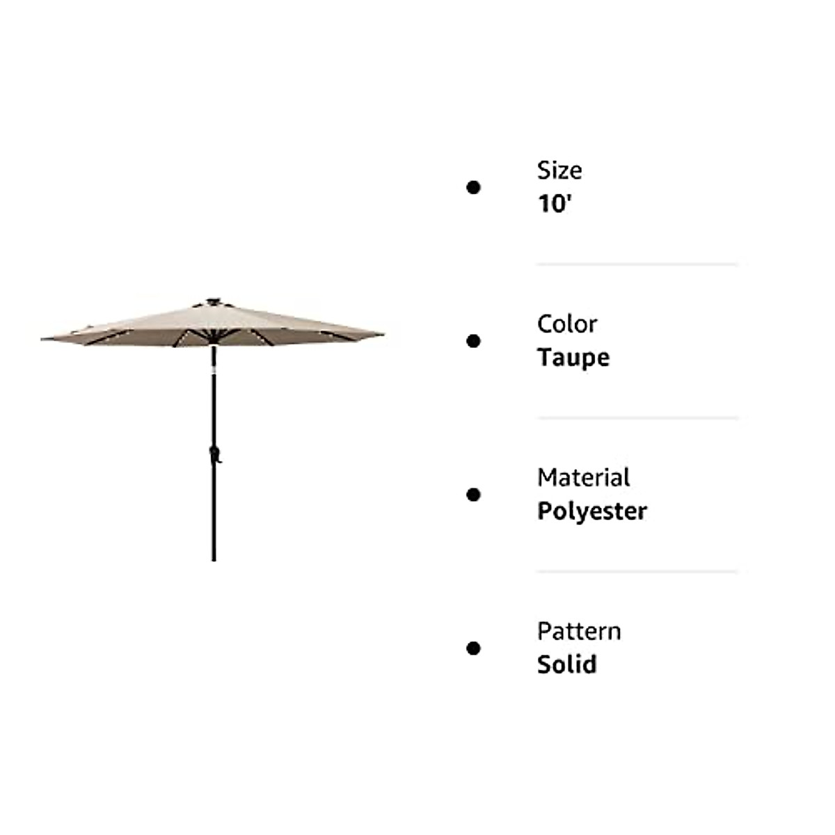 C-Hopetree 10 ft Outdoor Patio Market Table Umbrella with Solar LED Lights and Tilt, Taupe