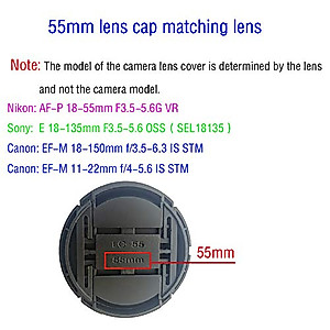 55mm Lens Cap Cover for Nikon AF-P(Not AF-S) DX Nikkor 18-55mm f/3.5-5.6G VR,Sony FE 28-70mm f/3.5-5.6 OSS,HUIPUXIANG Compatible with Canon EF-M 11-22mm f/4-5.6 is STM Lens 55mm Filter Thread[2 Pack]