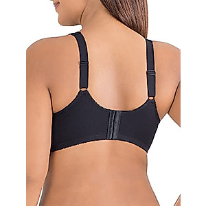 Fruit of the Loom Women's Seamed Soft Cup Wirefree Cotton Bra with Satin Trim, Black HUE, 40C