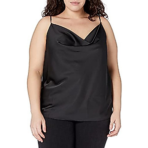 The Drop Women's Christy Cowl Neck Cami Silky Stretch Top Shirt, -Black, M
