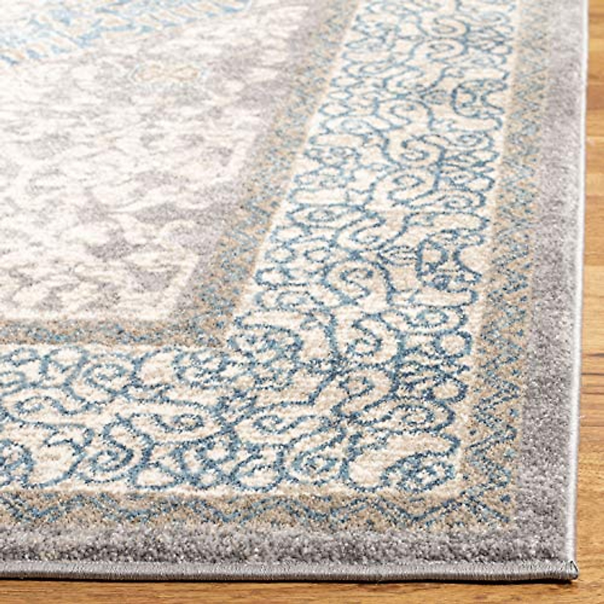 SAFAVIEH Sofia Collection 2'6" x 4' Light Grey/Blue SOF365A Vintage Oriental Distressed Non-Shedding Living Room Bedroom Accent Rug