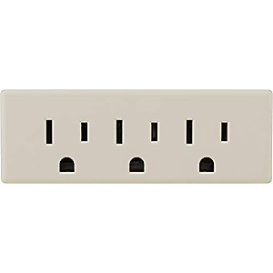 GE 3-Outlet Extender Wall Tap, Grounded Adapter Plug, Indoor Rated, 3-Prong, Perfect for Travel, UL Listed, Light Almond, 54195