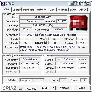 AMD Athlon X4 850 3.2 GHz Used Quad-Core CPU Processor AD850XYBI44JC Socket FM2+