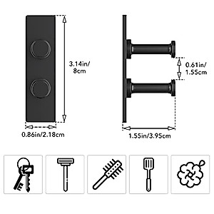 pickpiff 4-Pack Shower Hooks for Inside, Extra Sticky Stainless, Razor Holder Wall Mounted, Shower Accessories, Self-Adhesive Double Hooks for Razor, Loofah, Towel, Shaver, Coat, Key, Matt Black