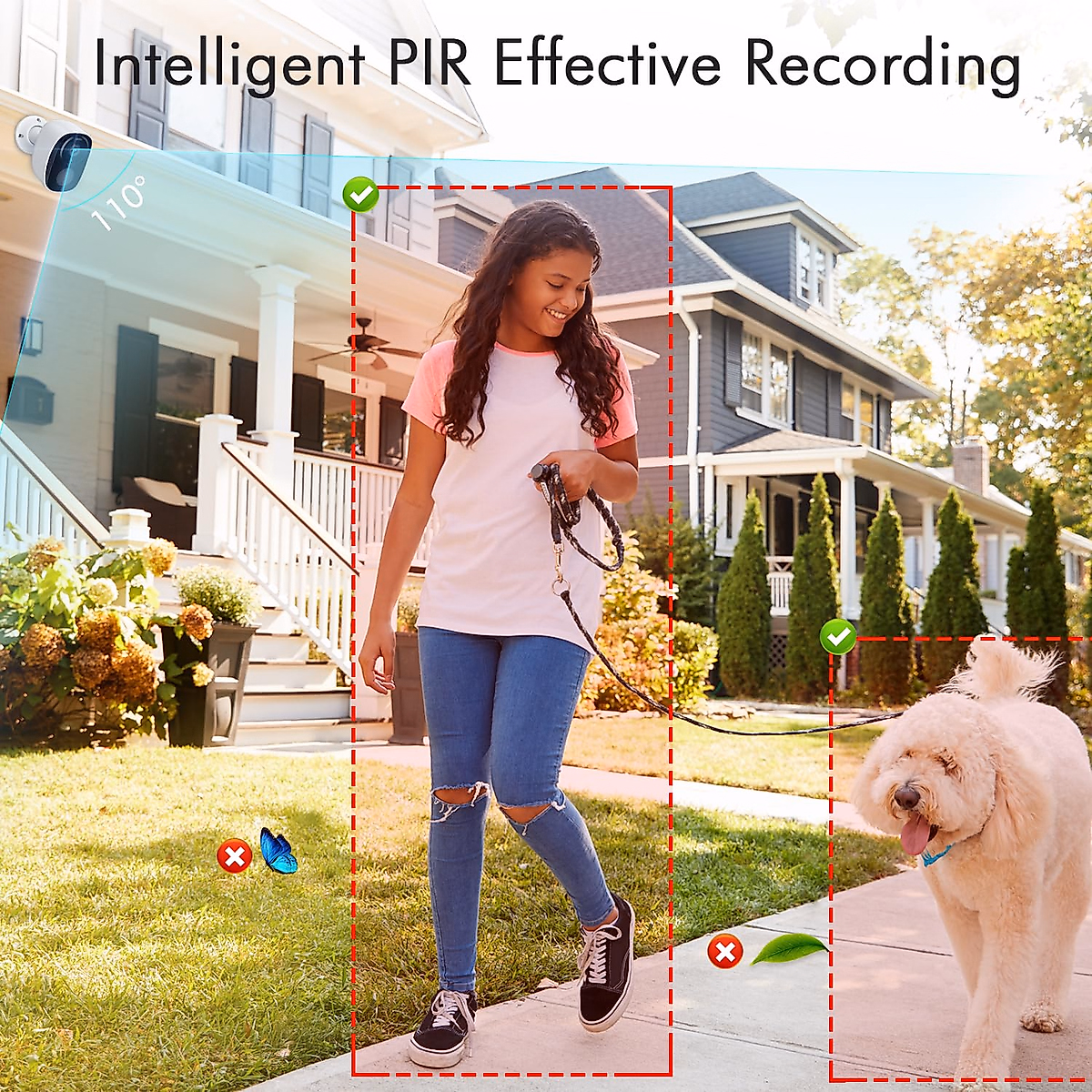 Menggood Security Cameras Wireless Outdoor (2 Pack), 2K Battery Powered Outdoor Camera AI Motion Detection, Spotlight Siren Alarm, Color Night Vision, 2-Way Audio, No Monthly Fee, Works with Alexa