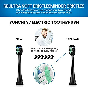 5 Pack Toothbrush Heads for YUNCHI Y7, Electric Toothbrush Replacement Heads Compatible with YUNCHI Y7 Sonic Electric Toothbrush for Adults & Kids, Black