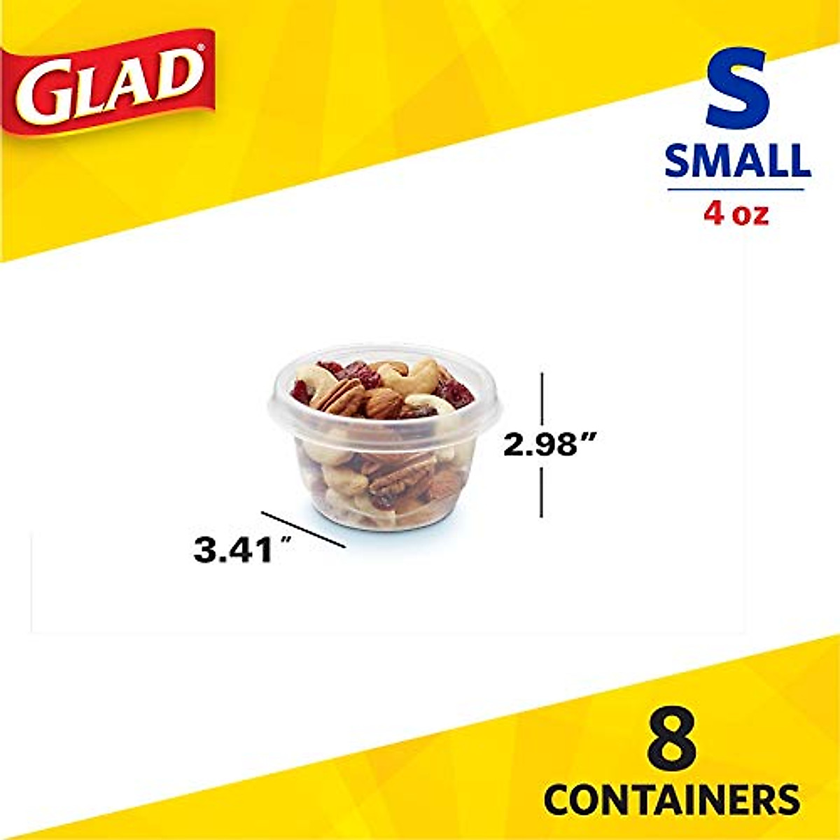 Glad Food Storage Containers - Mini Round Containers - 4 Ounce - 8 Containers