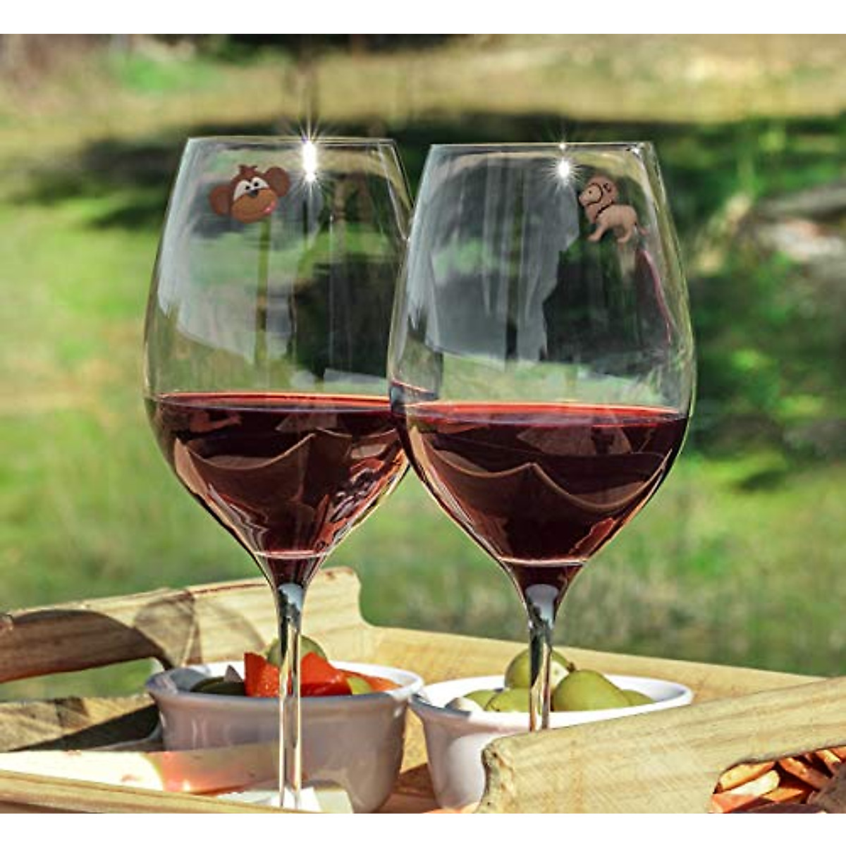 Animal Wine Charms Set of 6 Safari Themed Magnetic Wine Glass Drink Markers