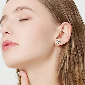 Sterling Silver Earrings for Women | Heart Celtic Love Knot Cross Triangle Vintage Stud hypoallergenic Earrings for Women Girls Jewelry Birthday Gifts