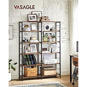 VASAGLE 6-Tier Tall Bookshelf, Bookcase, Large Metal Shelf, 11.8 x 47.2 x 67.9 Inches, for Living Room, Kitchen, Pantry, Study, Home Office, Rustic Brown and Black ULLS114B01