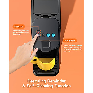 Tastyle Coffee and Tea Maker, 3 in 1 Single Serve Brewer for K Cup, Grounds & Tea, Hot and Iced Coffee Maker with 4 Brew Styles and 16oz Water Reservoir, Fits 7.3'' Travel Mugs, Black