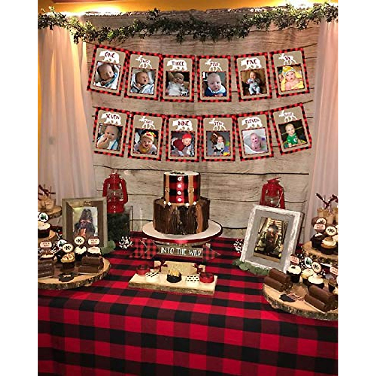 LaVenty Lumberjack First Birthday Banner Lumberjack Monthly Photo Banner Lumberjack First Year Photo Banner 1st Birthday Photo Banner Lumberjack Banner