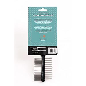 Precious Tails Double-Sided Pet Pin Comb - Dual-Action Flea Removal & Tangle-Free Grooming Tool for Dogs and Cats, Gentle on Skin, Ideal for All Fur Types