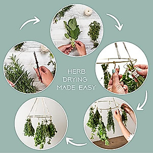 HIKITI Herb Drying Rack - Decorative Herb Drying Rack Hanging - Secured Herb Dryer Hooks - Handmade Macrame Boho Chic - Flower Drying - Herb Hanger - Hanging Drying Rack for Herbs