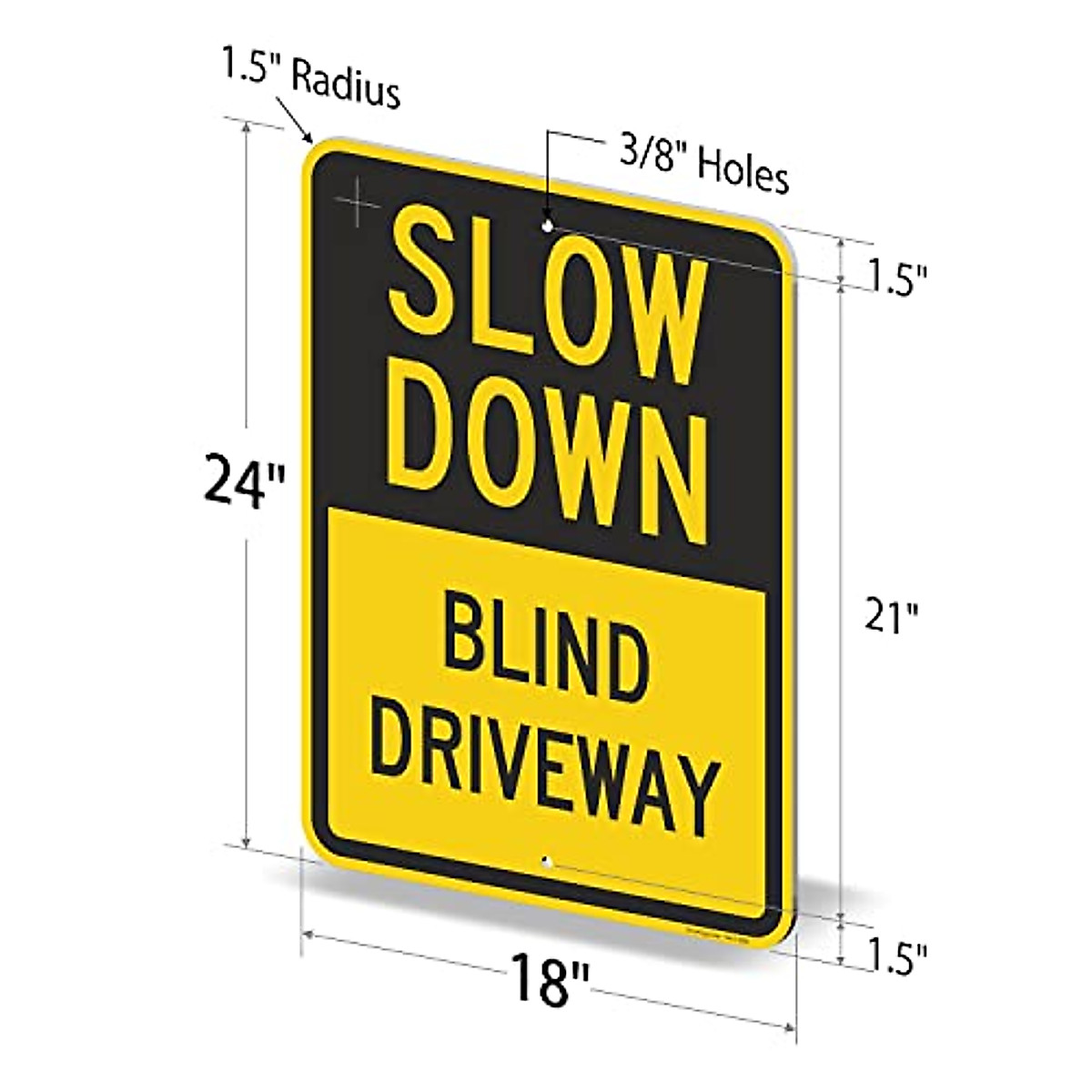 SmartSign "Slow Down - Blind Driveway" Sign | 18" x 24" Aluminum