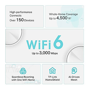 TP-Link Wi-Fi 6 AX3000 Mesh Router System | 2- Mesh Routers | Deco W6000(2-Pack) | 5,000 sq. ft. of WiFi Coverage (Renewed)